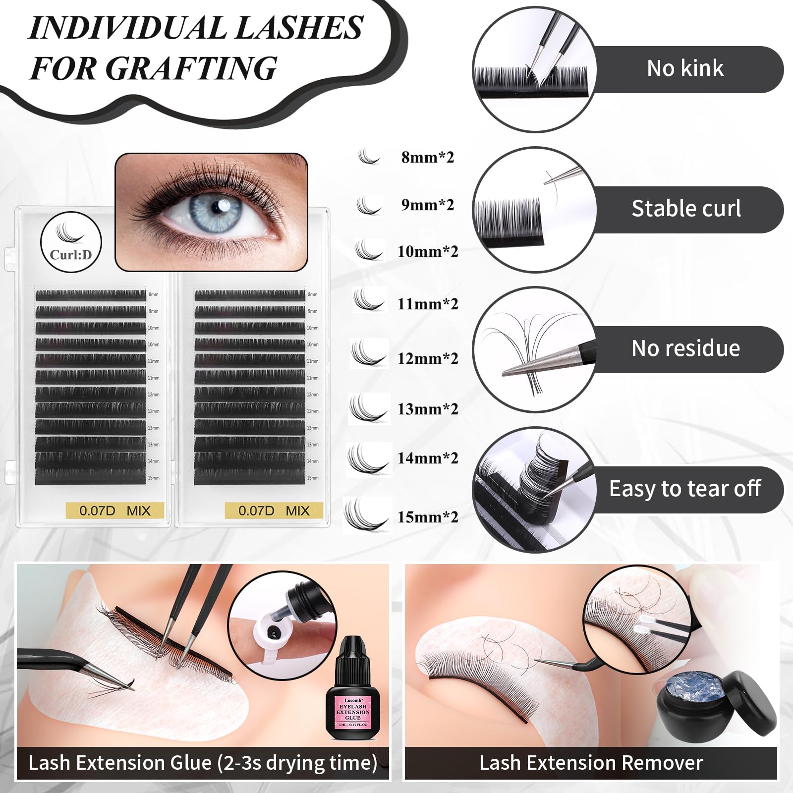 Eyelash Kit for Lash Extension, Lash Tech Supplies with Mannequin ...