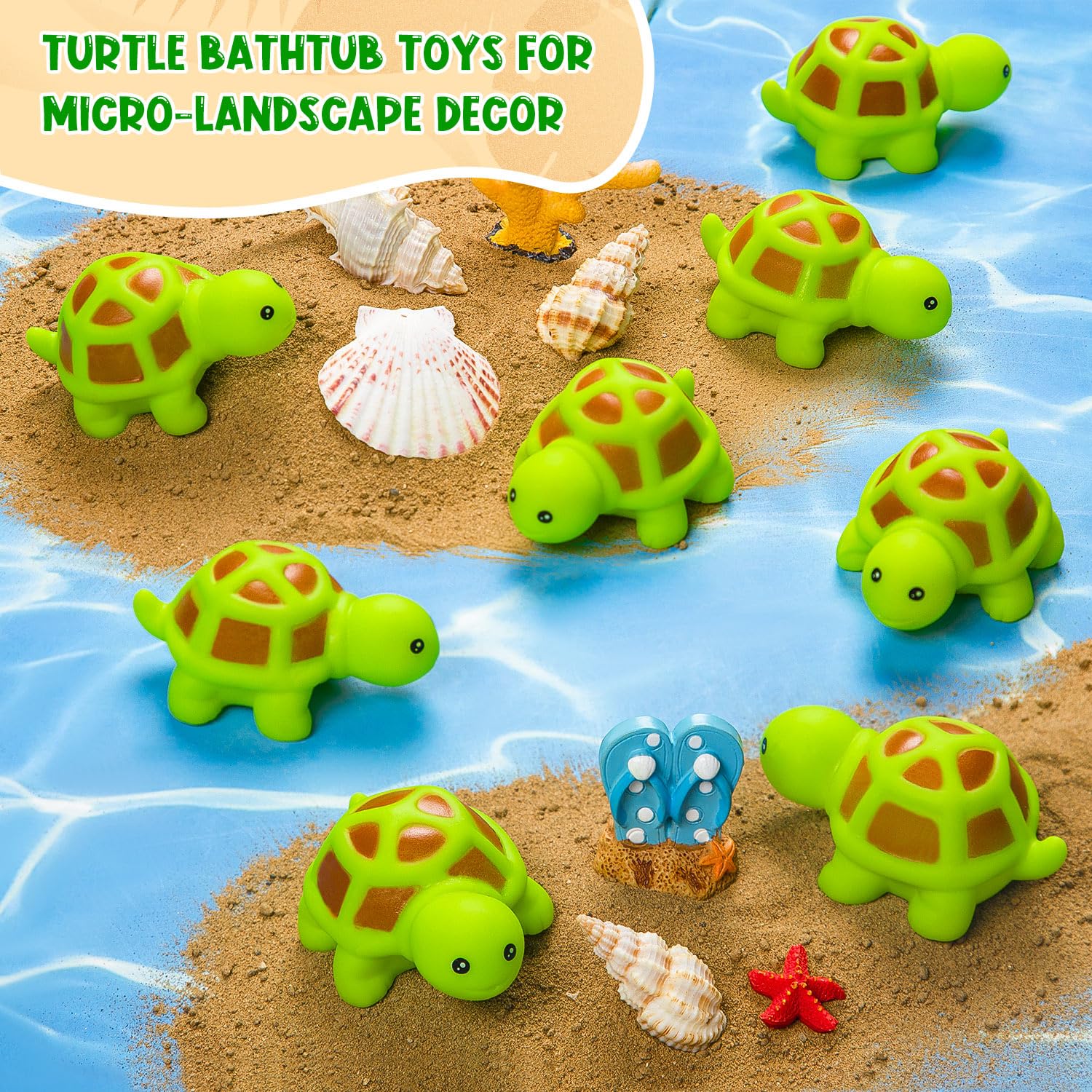 Snapklik.com : 25PCS Mini Rubber Turtle Green Floating Squeaky Sea ...