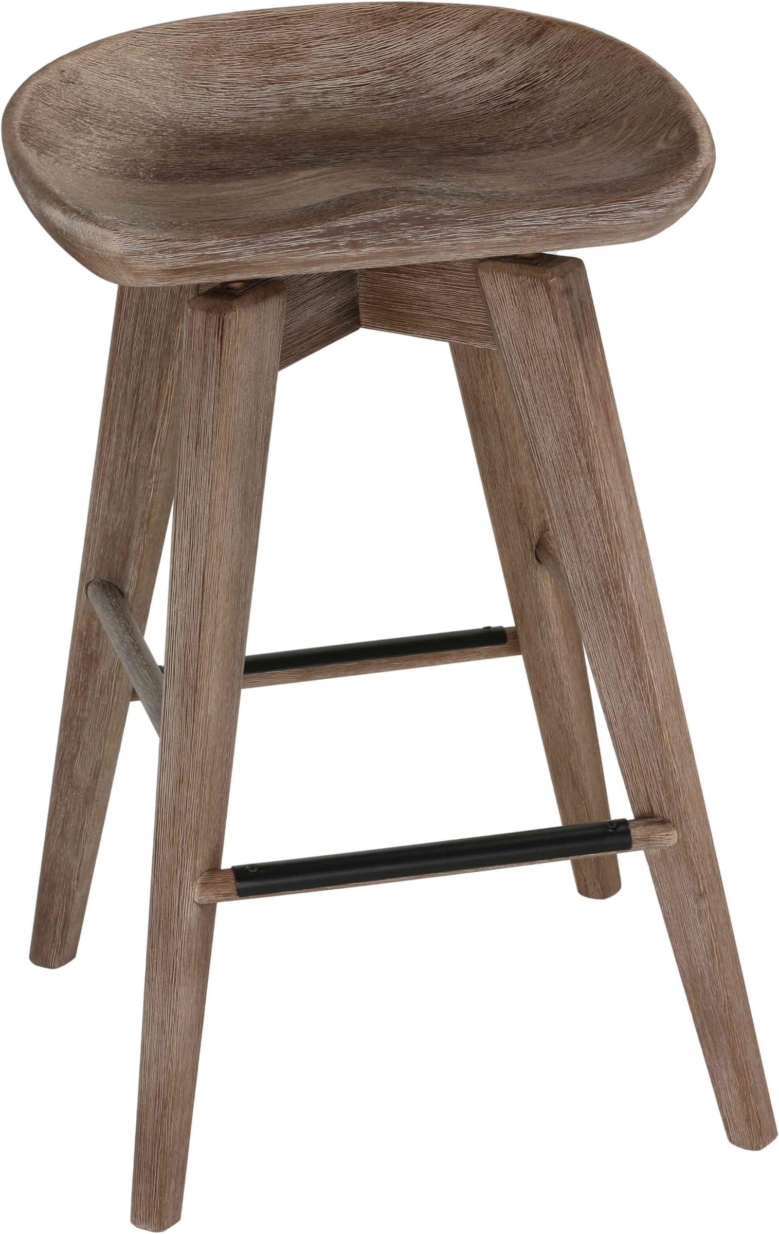 Amazon.com: Bare Decor Aloha Backless Teak Counter Stool with Metal ...