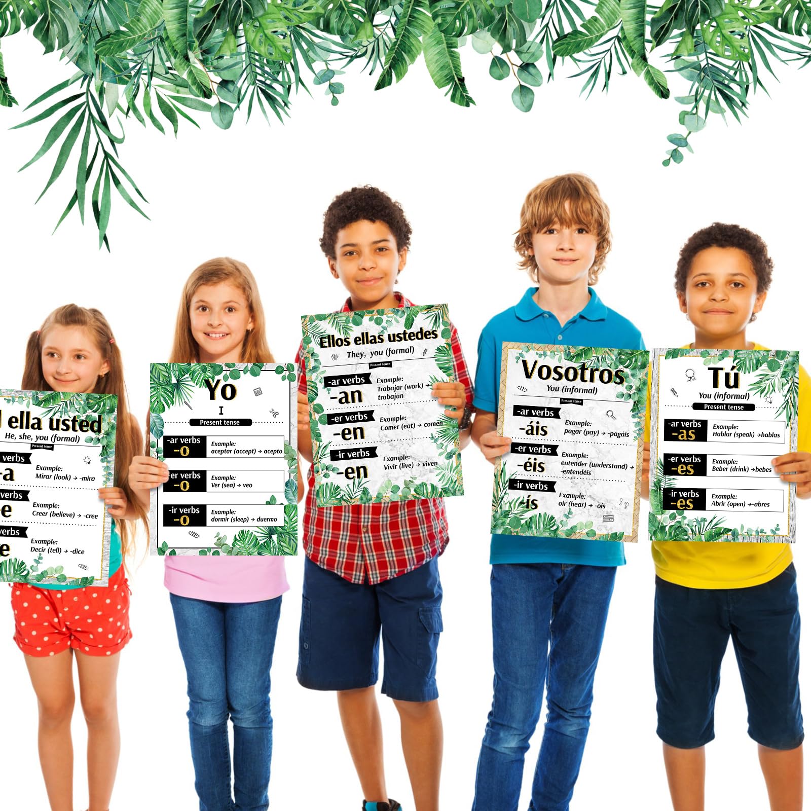 Snapklik.com : 6 Pcs Spanish Verb Conjugation Posters Eucalyptus ...