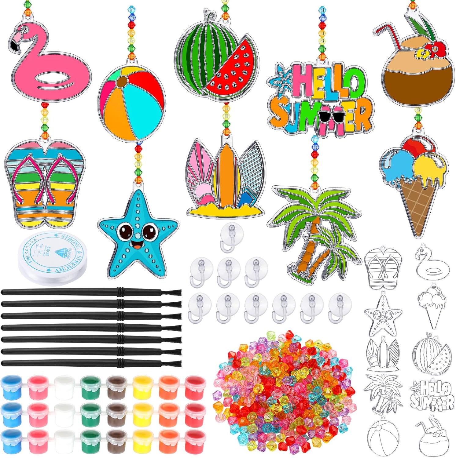Amazon.com: Sonwyoung 30 Sets Summer Suncatchers Craft Kits, DIY Glow ...