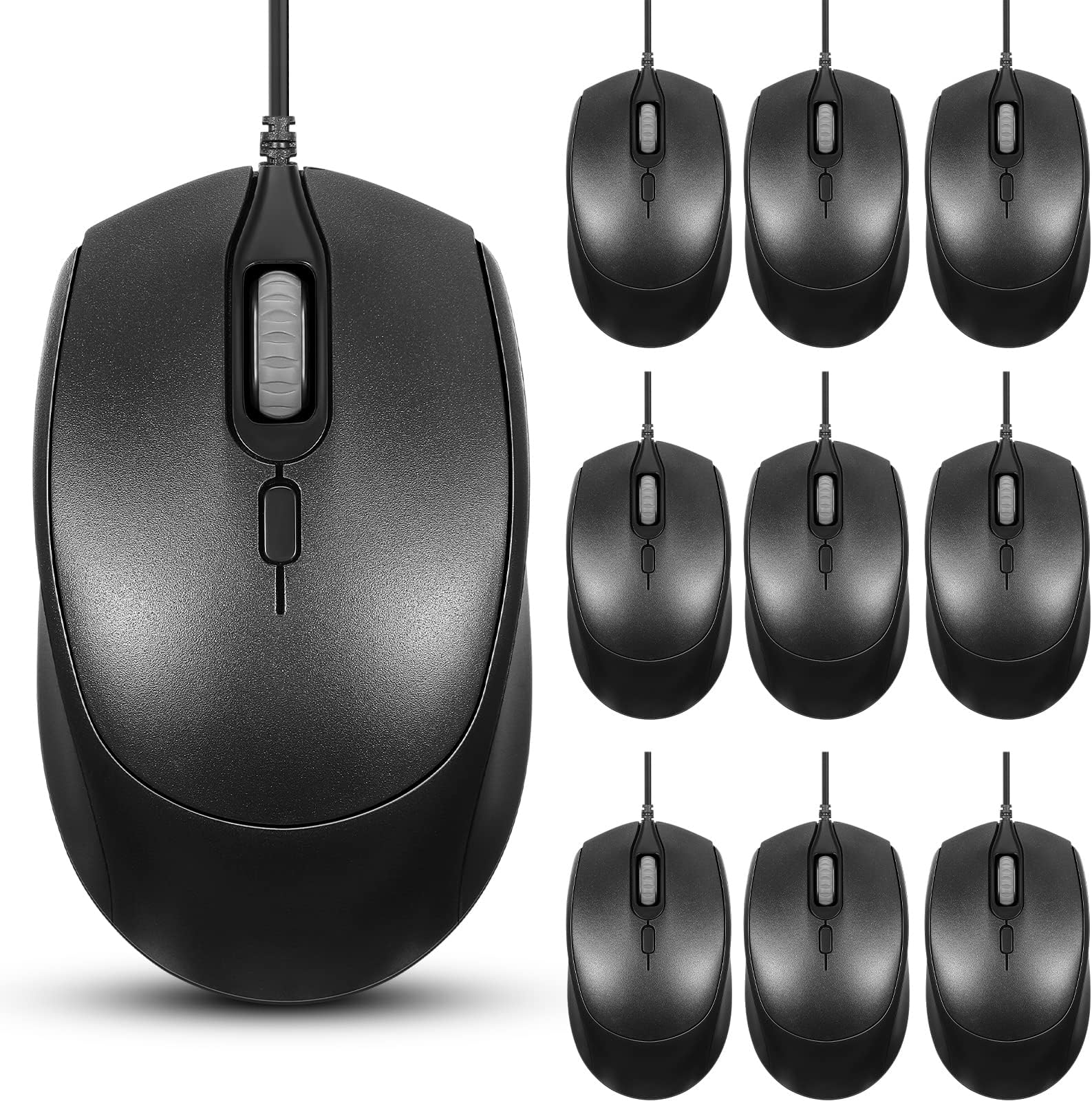 Amazon.com: Sherr 10-Piece Black Wired USB Computer Mice, Adjustable DPI 800/1200/1600, 4-Button ...