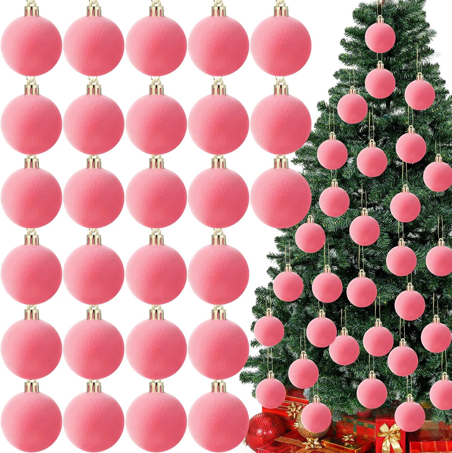 Amazon.com: Menkxi 30 Pcs Christmas Velvet Balls 1.97 Flocked Christmas ...