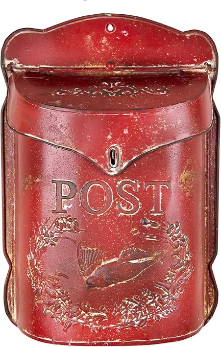 Amazon.com: Creative Co-Op Red Embossed Tin Post Letter Box : Tools ...