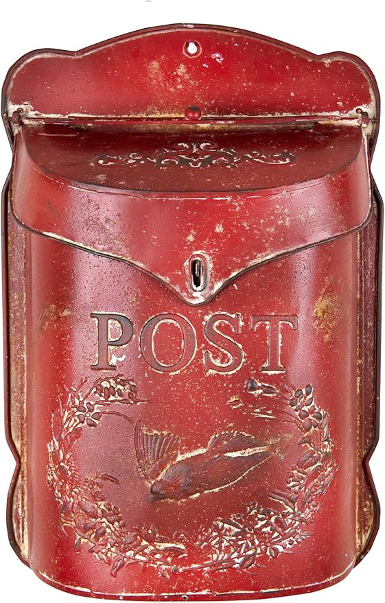 Amazon.com: Creative Co-Op Red Embossed Tin Post Letter Box : Tools ...