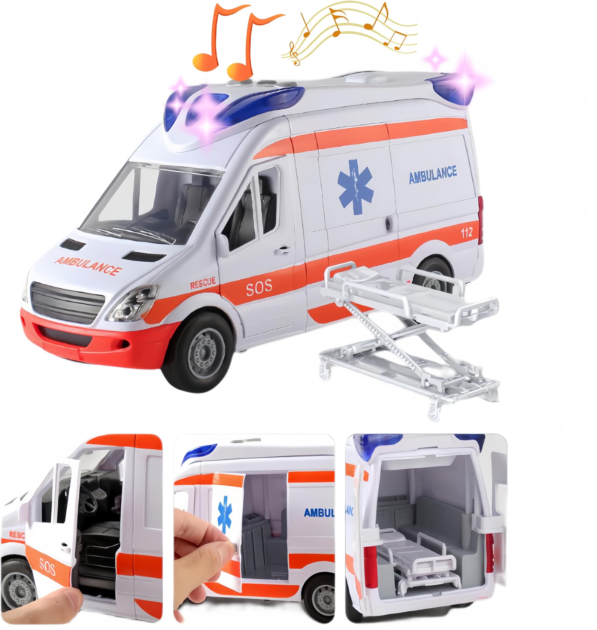 GIGITIGER 4 Packs Emergency Vehicle Toy Playsets for Kids Toddlers, Toy ...