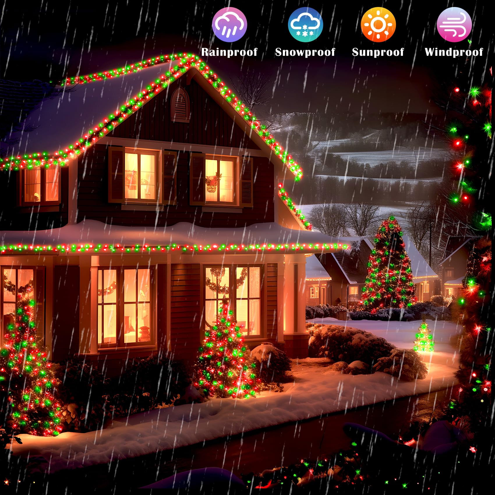 250FT Christmas Lights Outdoor 700 LED Waterproof Christmas Tree ...