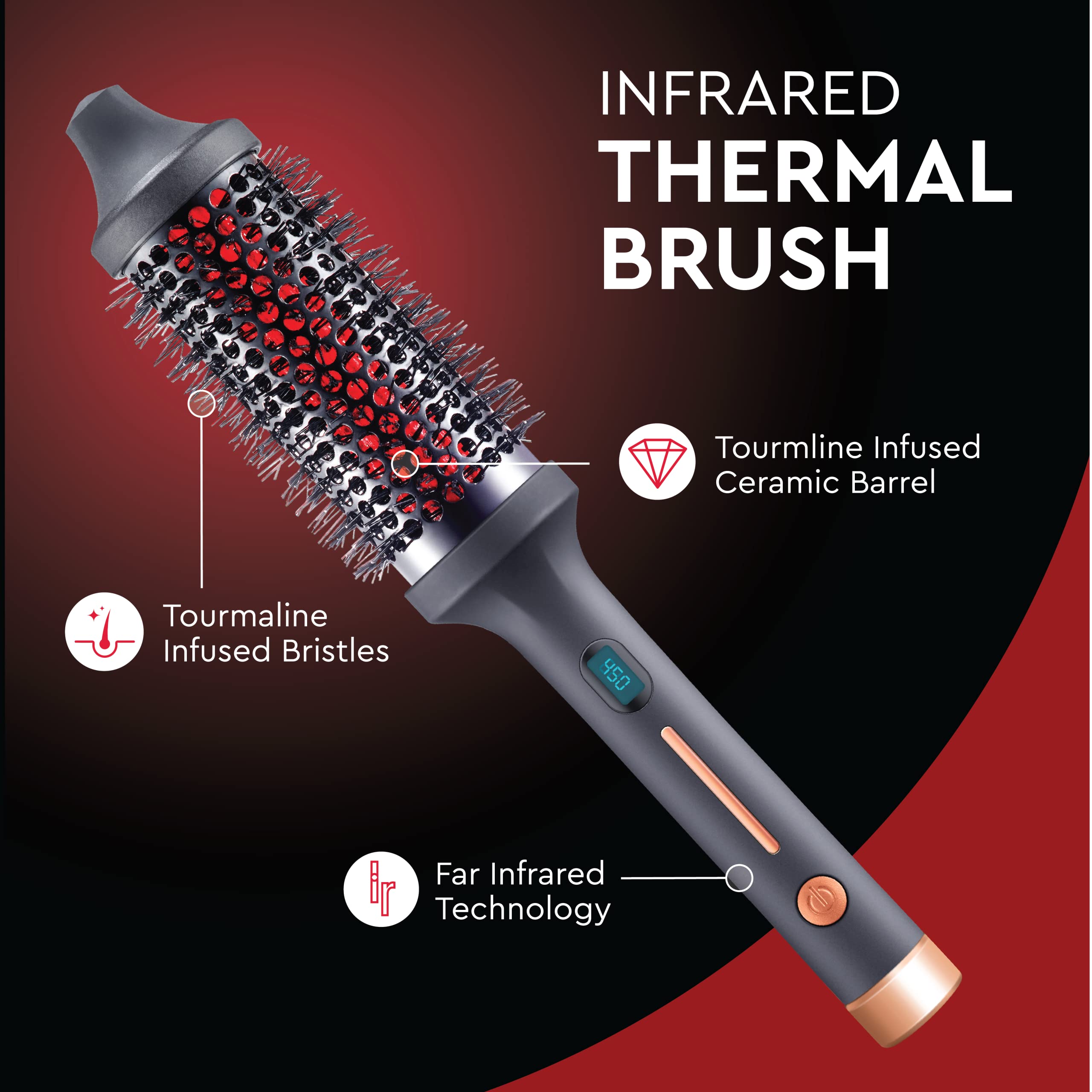 SUTRA IR Infrared Thermal Brush - Heated Round Hair Brush with Ionic ...