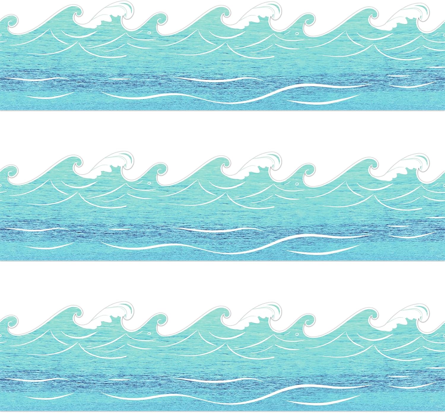 Amazon.com: 72 Feet Ocean Waves Bulletin Board Borders Blue Turquoise ...