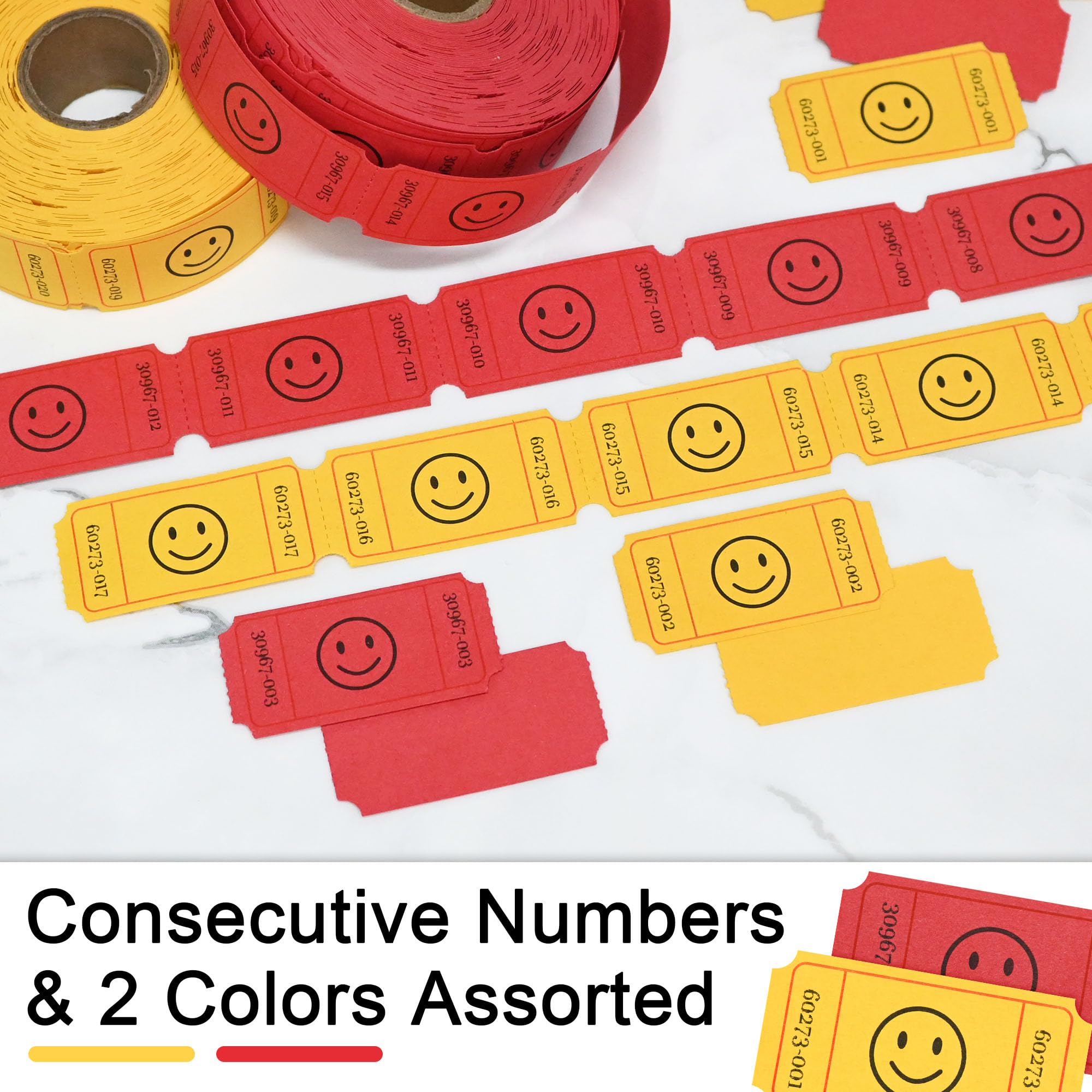 Snapklik.com : Raffle Tickets, 1000 Count, Smile,2 Color Set Of 500 1 ...