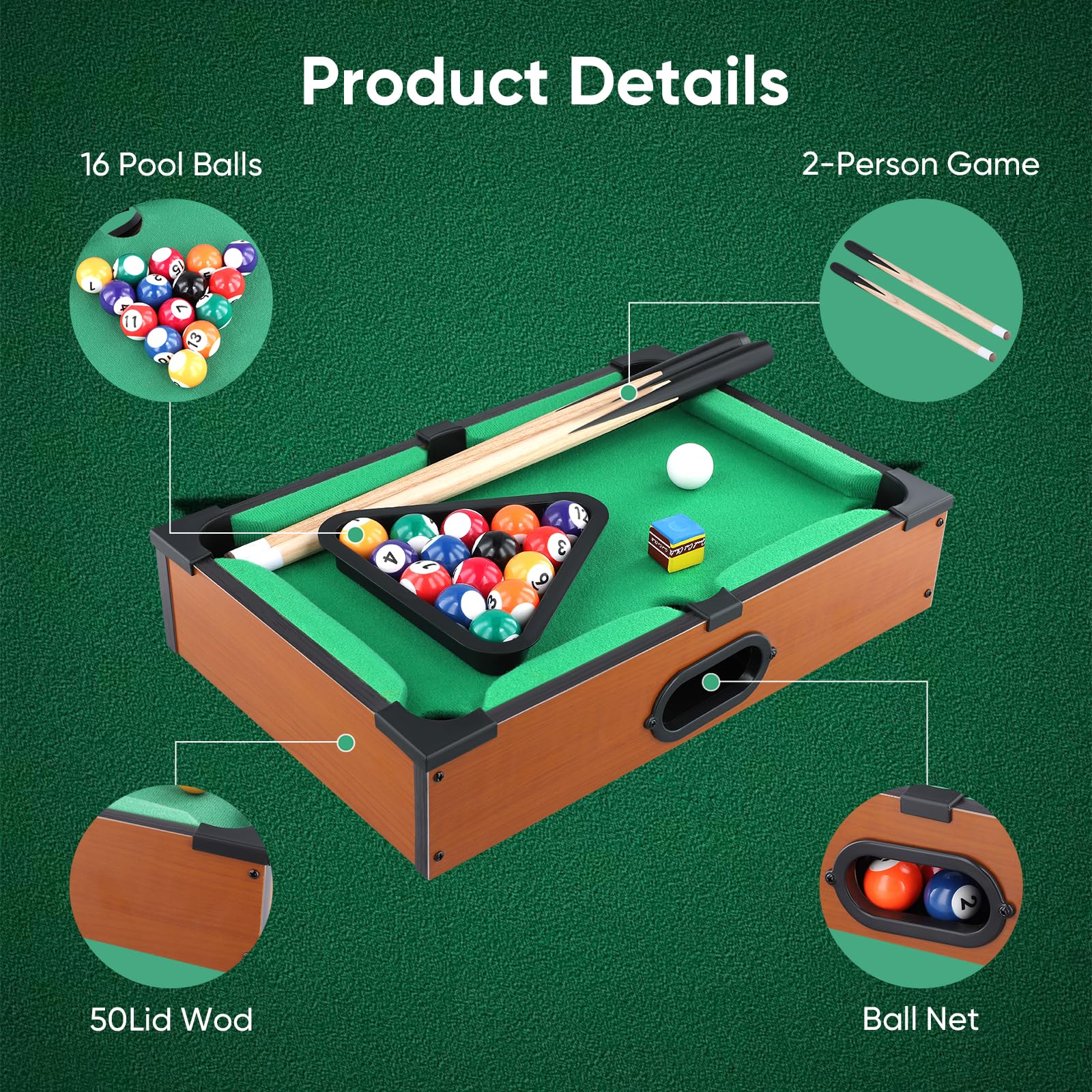 Mini Pool Table,Mini Wooden Small Pool Table,Mini Billiard Table with ...