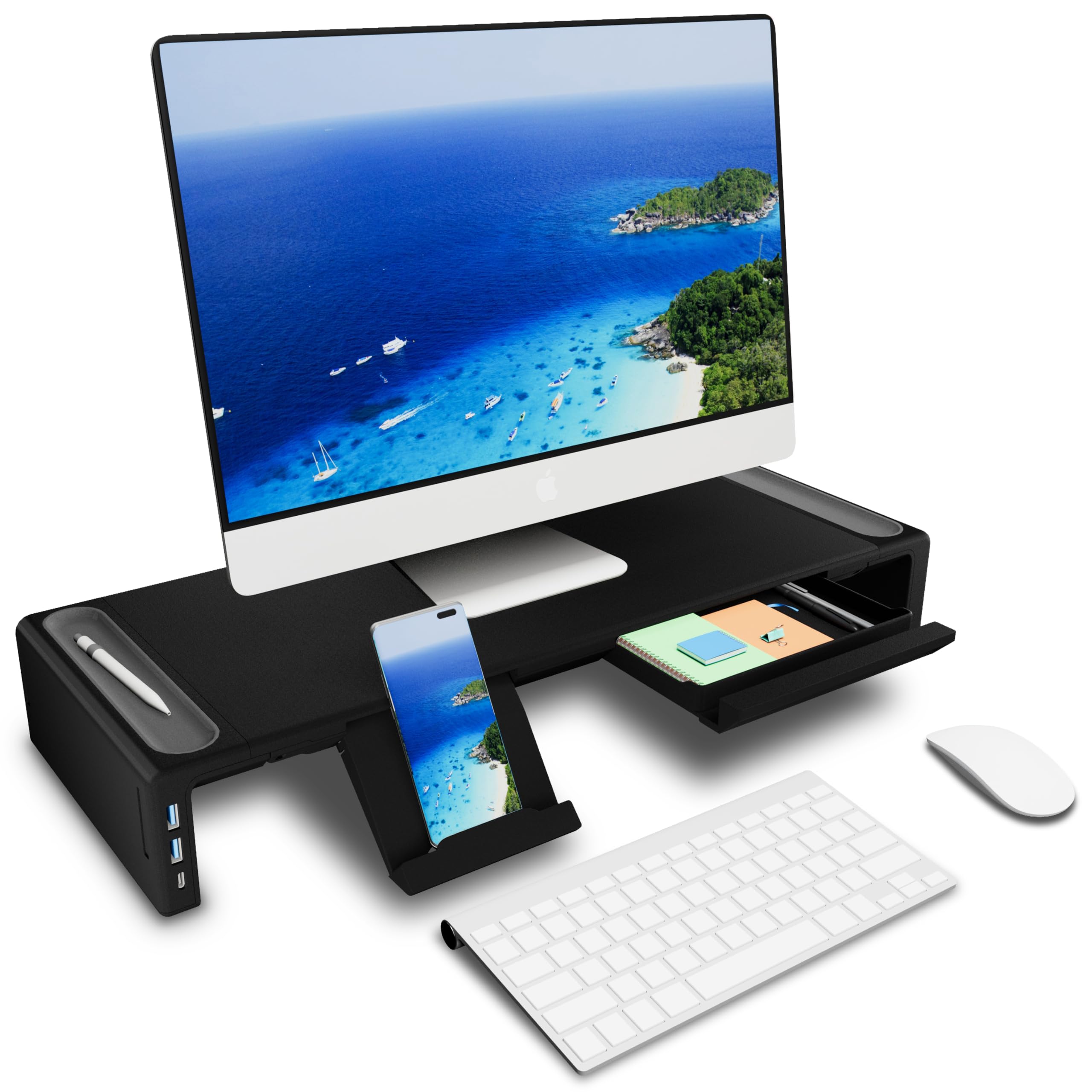 Monitor Stand Riser, Foldable Computer Monitor Riser, Adjustable Height ...