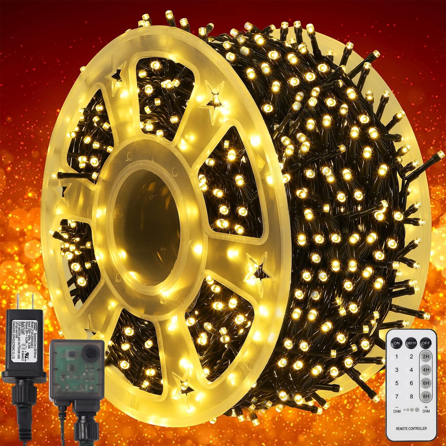 WATERGLIDE 1000 LED Christmas String Lights, 328 FT Green Wire LED ...