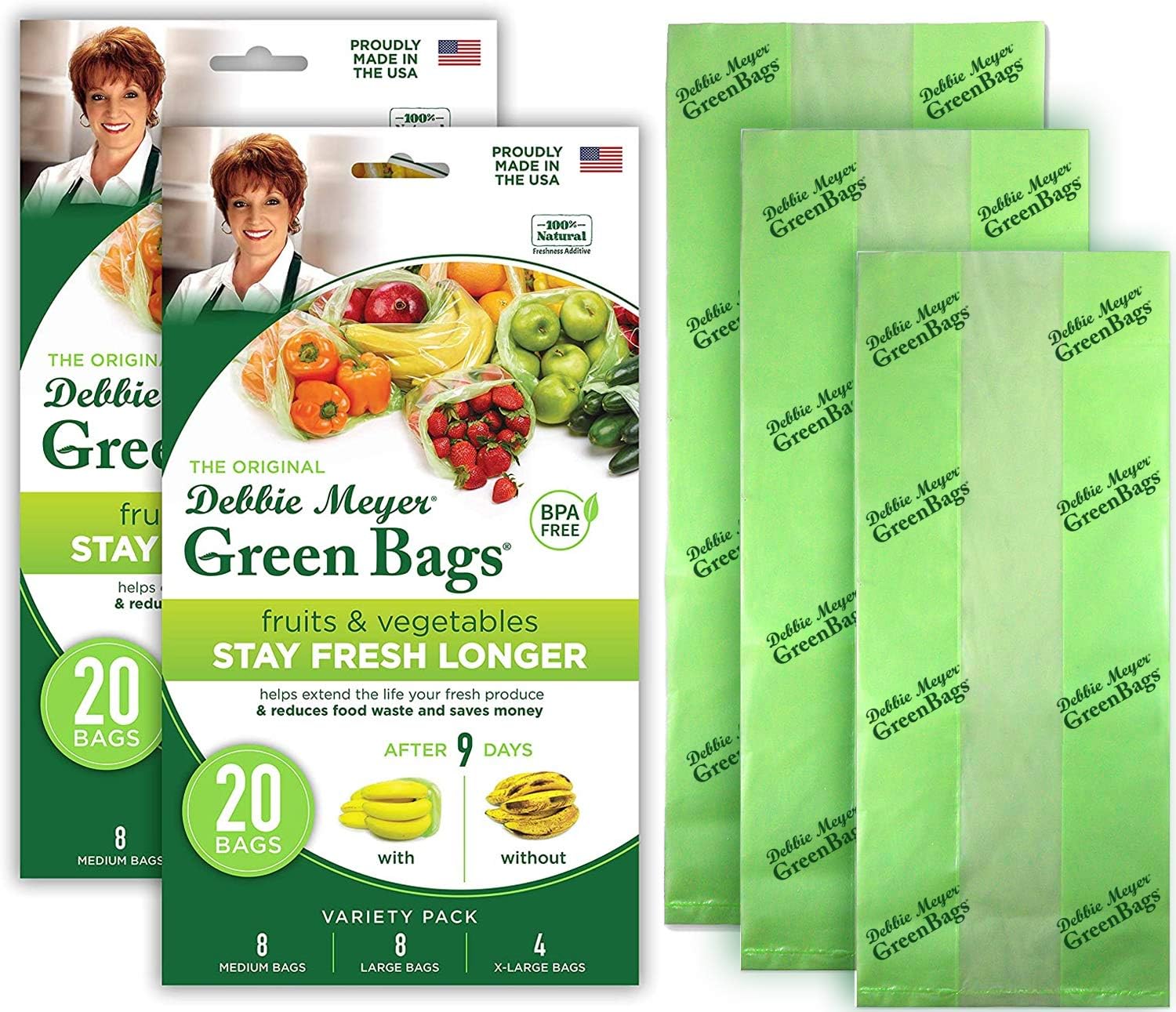 Amazon.com: Debbie Meyer GreenBags 32-Pack (16M, 8L, 8XL) – Keeps ...