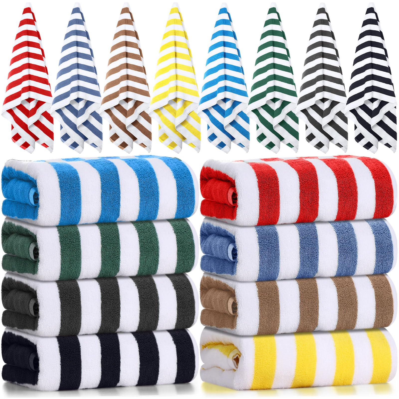 16 Pcs Pool Beach Towels Cabana Stripe Beach Towels Basics Beach Towels ...