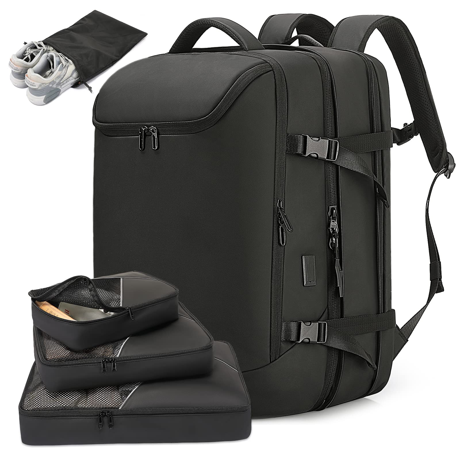 TANGCORLE 50L Carry on Travel Backpack, Expandable Airline Approved ...