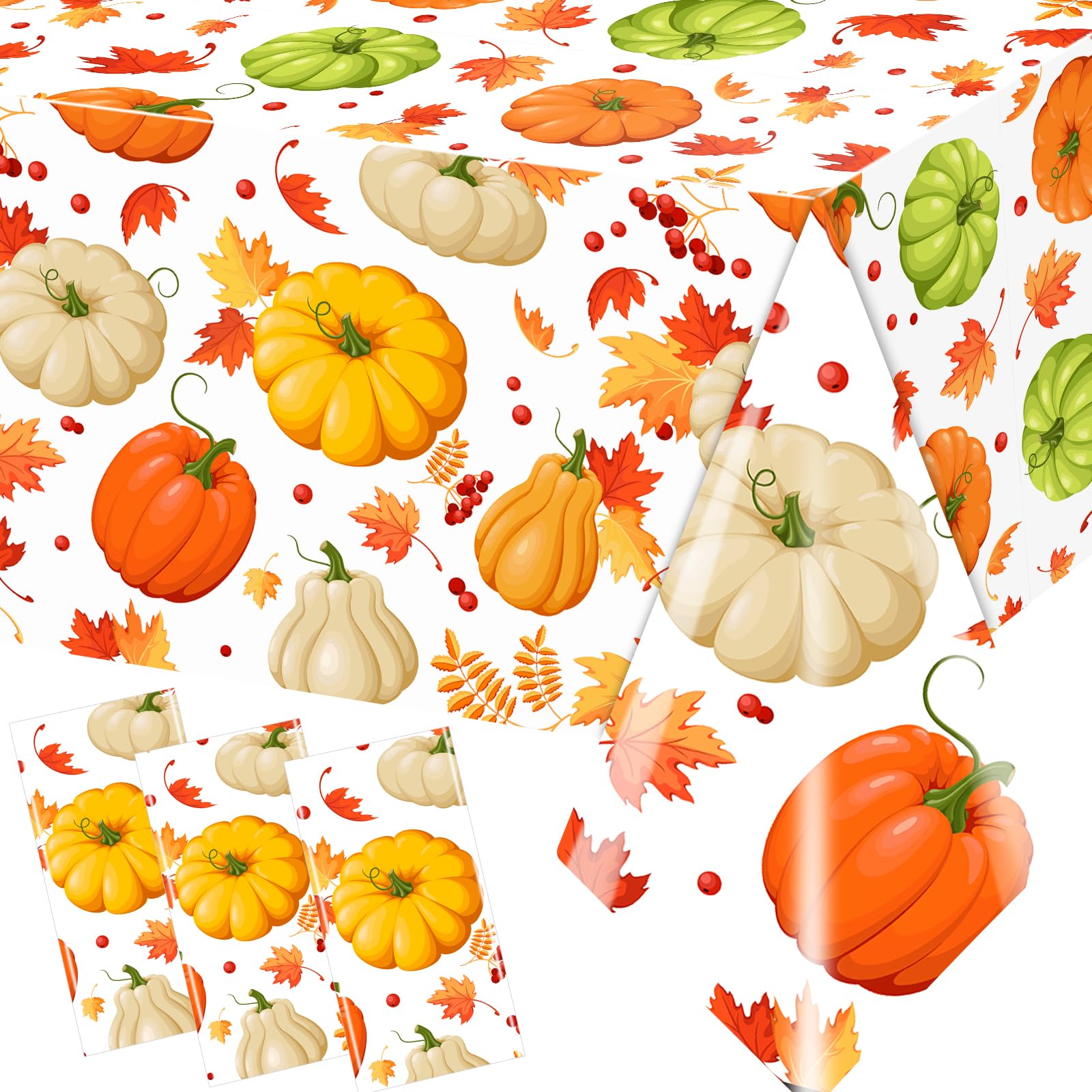 Amazon.com: Dydamud Pumpkin Thanksgiving Tablecloth Disposable 3Pcs ...