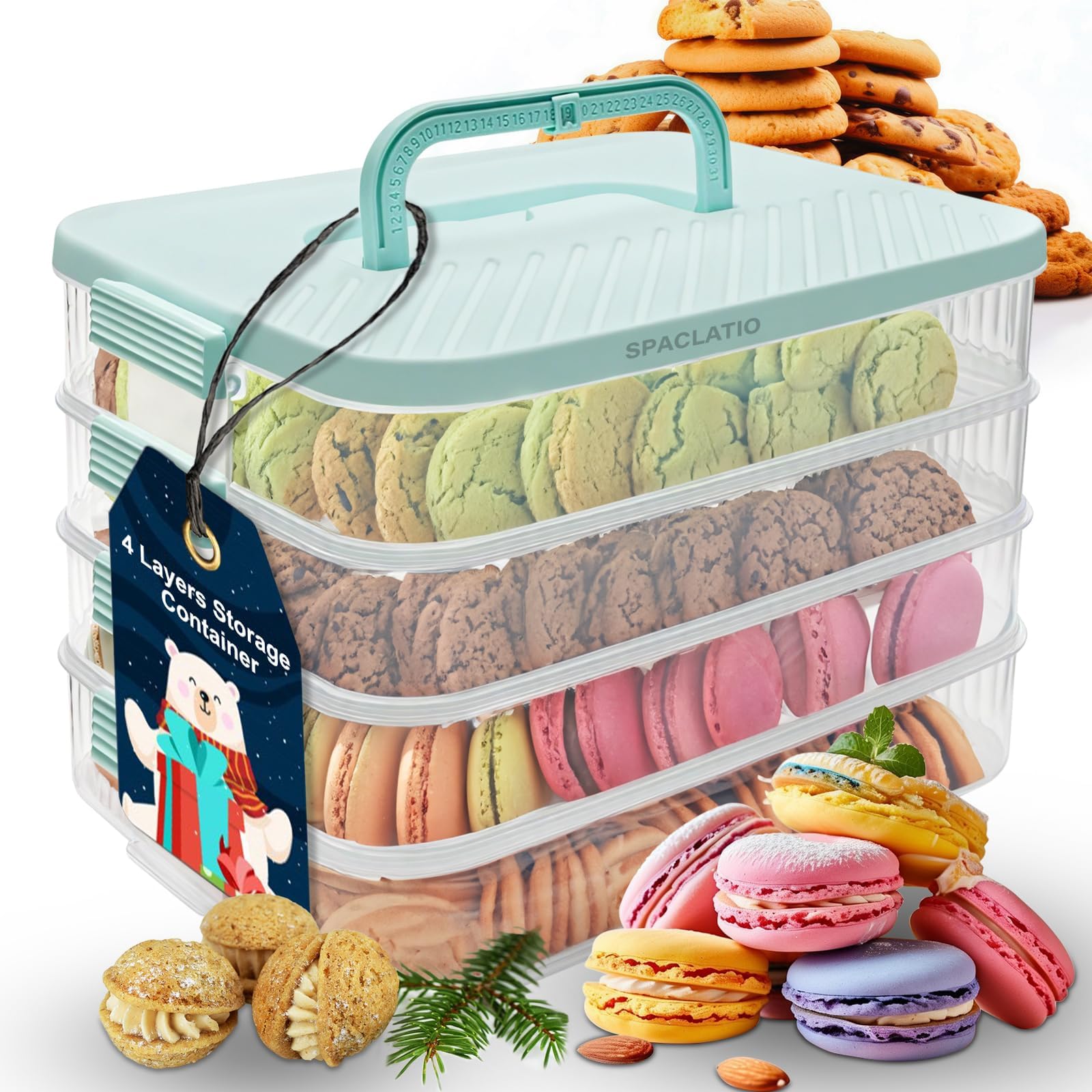 Amazon.com: spaclatio 4-Layer Cookie Storage Containers with Lids ...