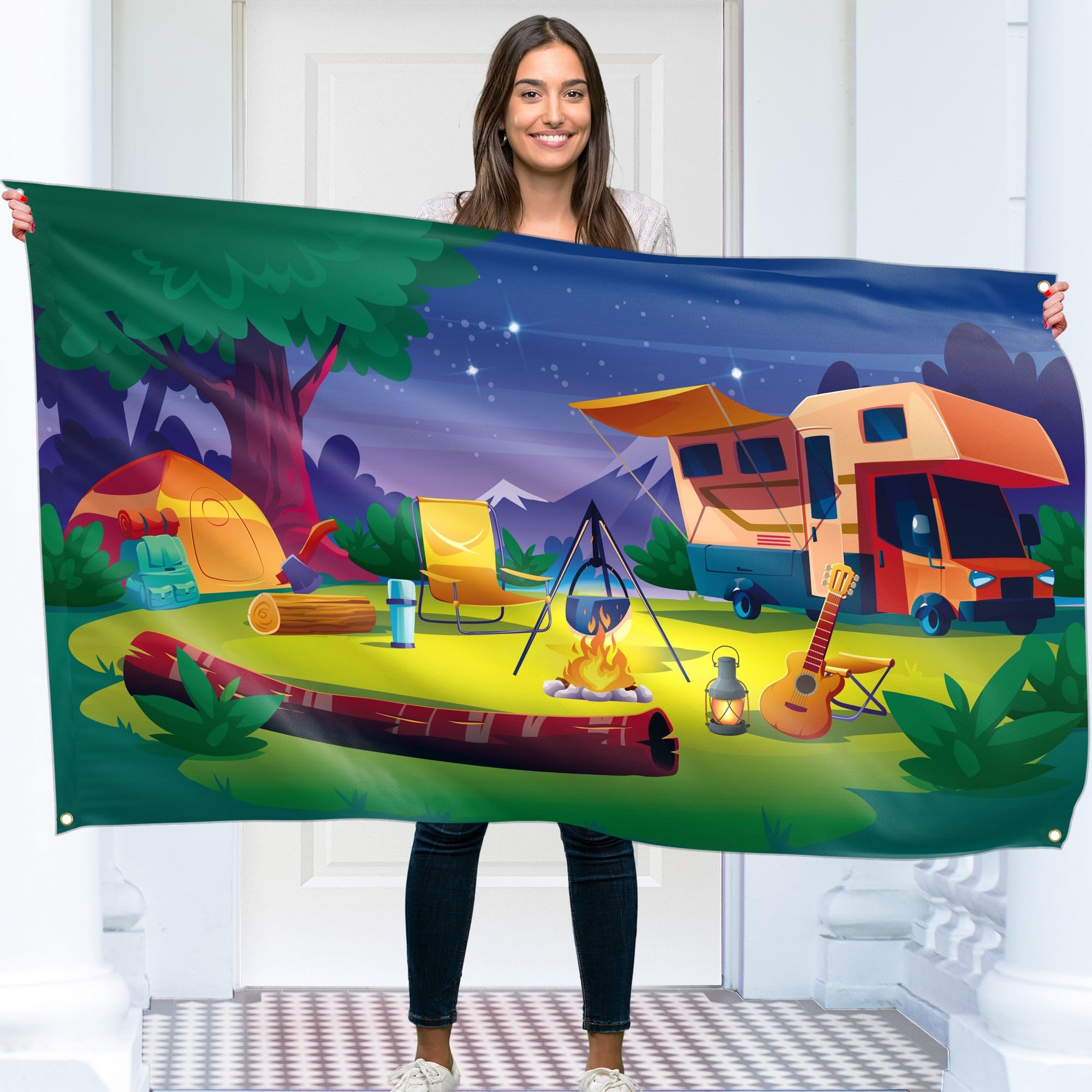 Camping Flag Camp Flag – Camper Flag 110Den polyester – Double Seam – 4 ...