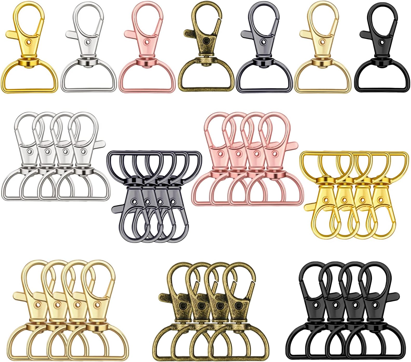 Amazon.com: Swivel Clasp Hooks, Anezus 80Pcs Key Chain Clip Hooks, D ...