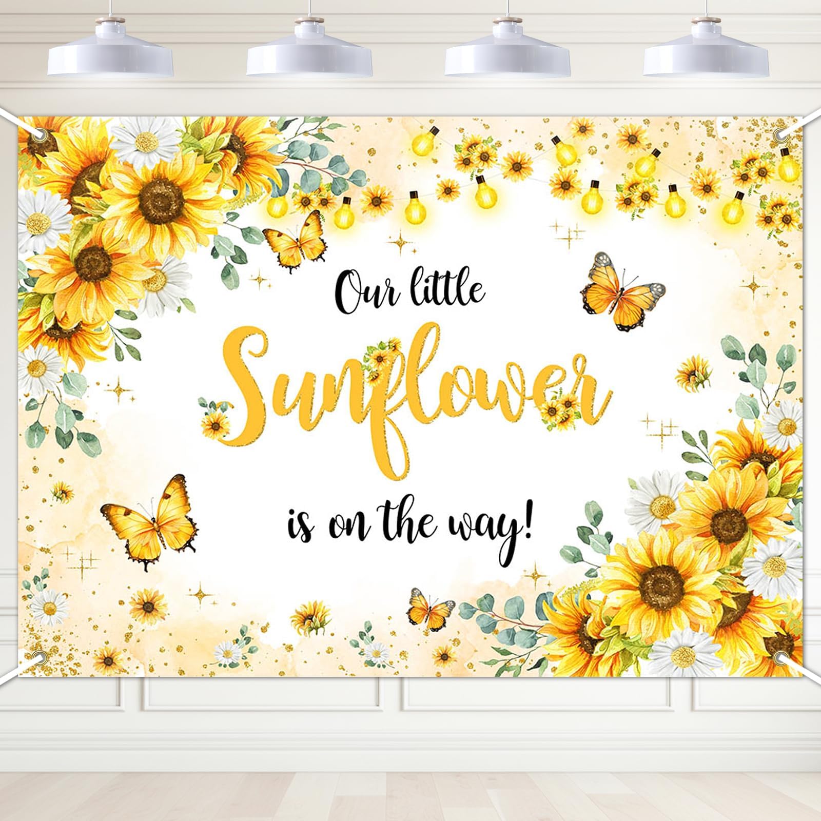 Amazon.com : Avezano Sunflower Baby Shower Backdrop for Girls ...