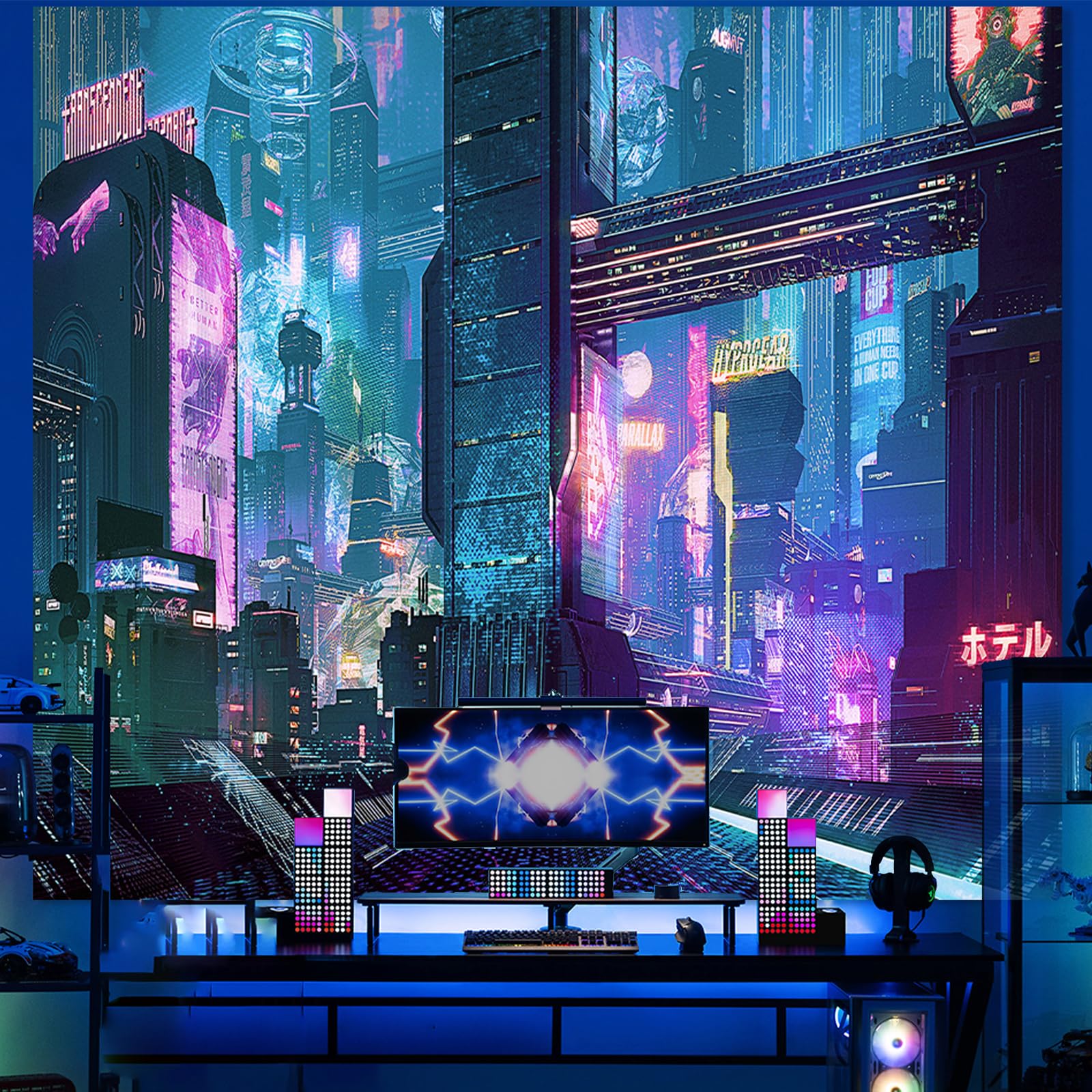 Amazon.com: Honcet Anime Japanese Neon Tapestry for Bedroom, Futuristic ...