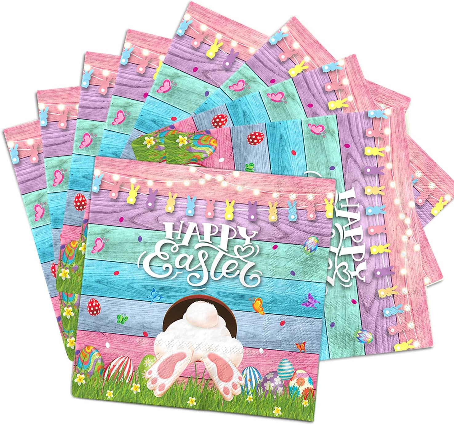 Amazon.com: ASTARON 60 Pack Easter Napkins 3 Designs, Disposable Paper ...