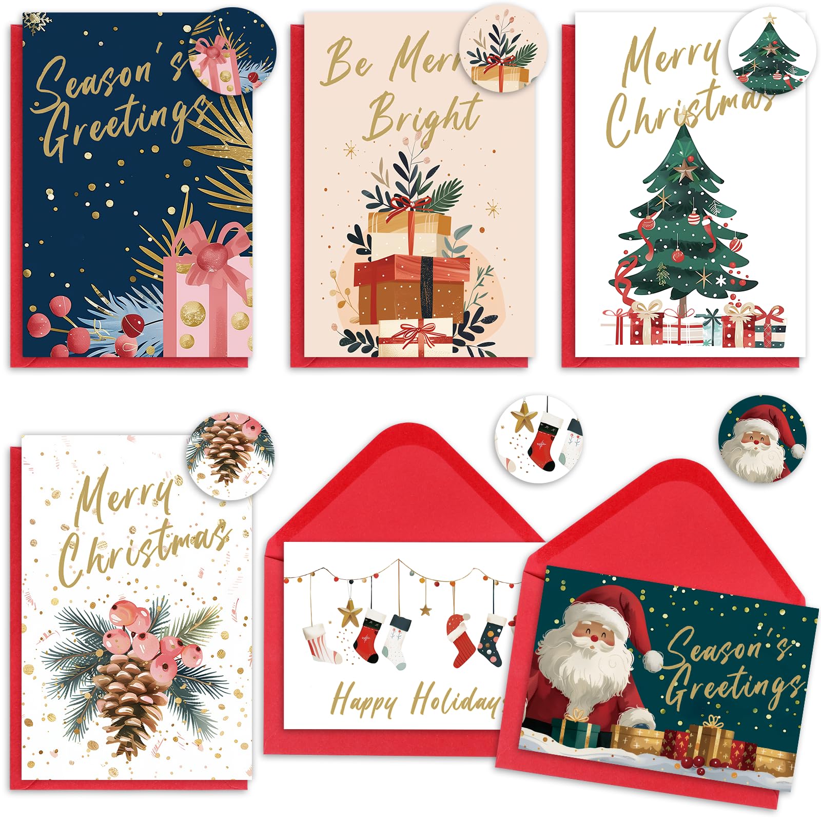 Amazon.com : FUHITIM Christmas Cards Assortment, 24 Holiday Cards with ...