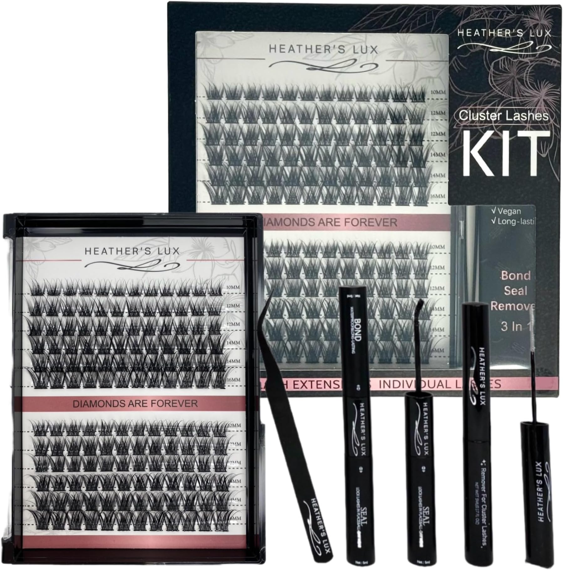 Amazon.com: HEATHER’S LUX DIY Eyelash Lash Extension Kit Lash Clusters ...
