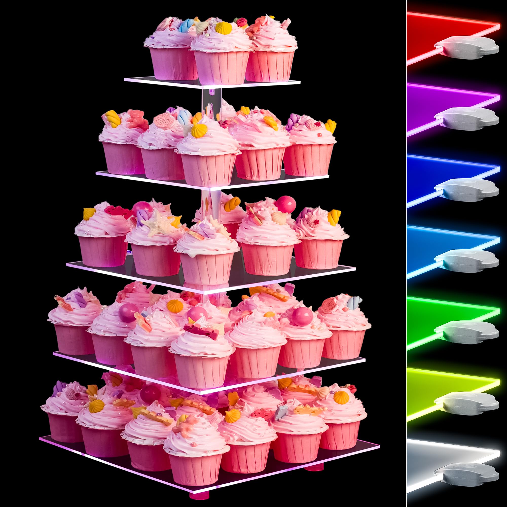 Amazon.com | Cupcake Stand - 5 Tier Cupcake Tower Stand - Rechargeable ...