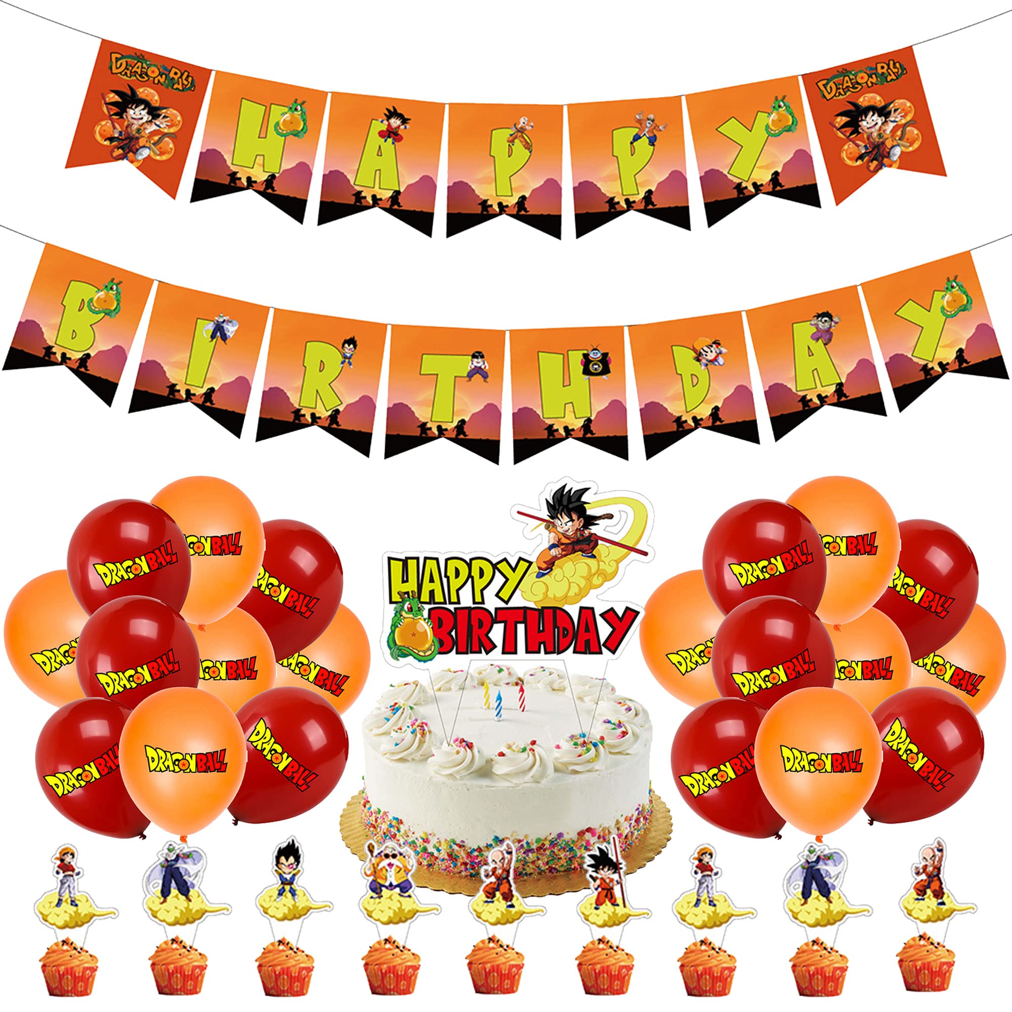 Buy Birthday Decoration Dragon Ball Balloons Goku Happy Birthday Banner ...
