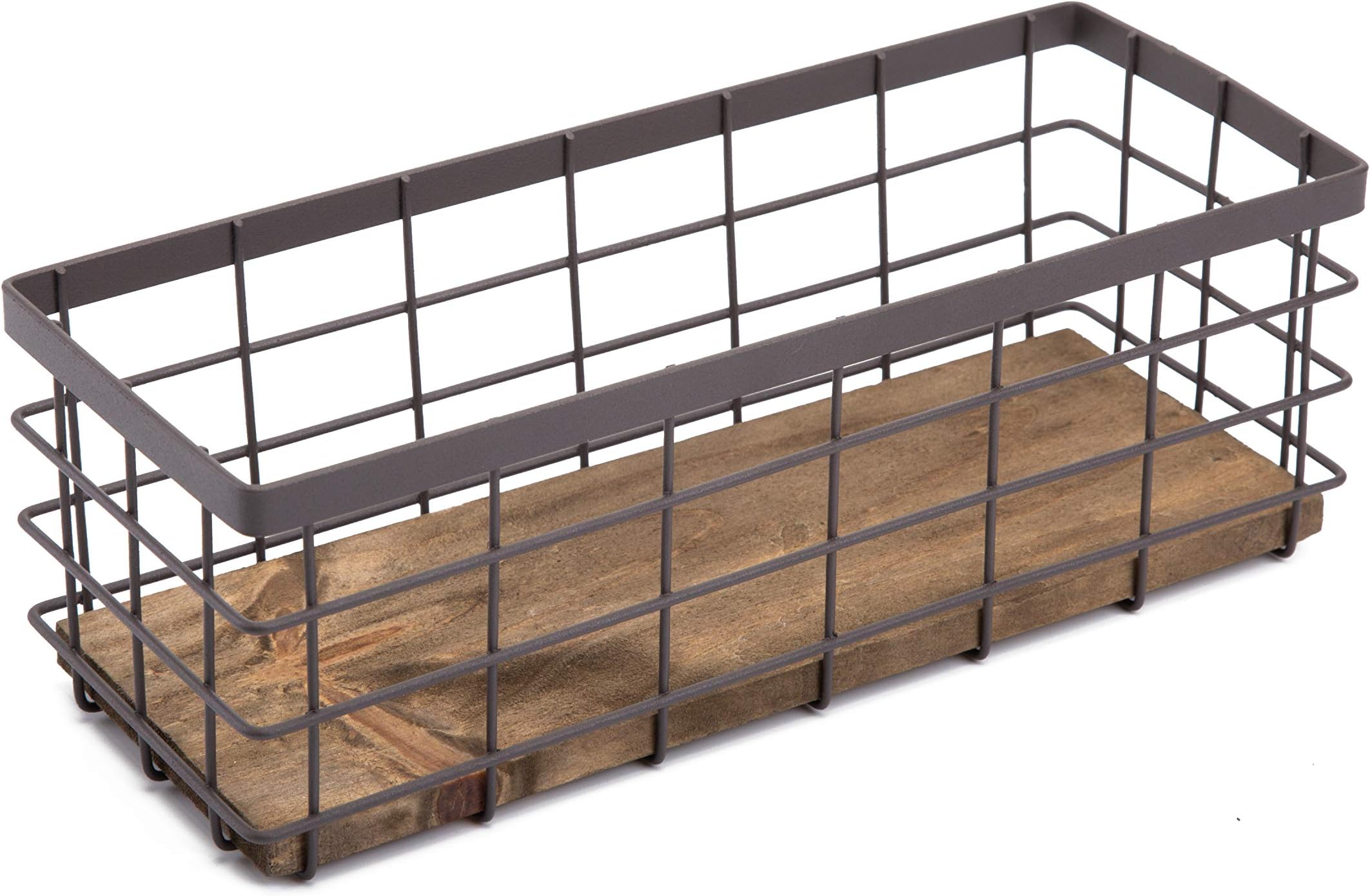 Amazon.com: TJ.MOREE 2-Pack Small Metal Wire Basket, Decorative Wood ...