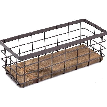 Amazon.com: CVHOMEDECO. Mini Metal Wire Storage Baskets Desks & shelves ...