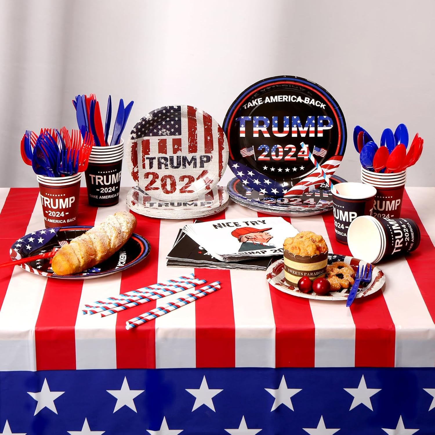Amazon.com: 161CT President Trump 2024 Party Supplies Paper Plates Cups ...