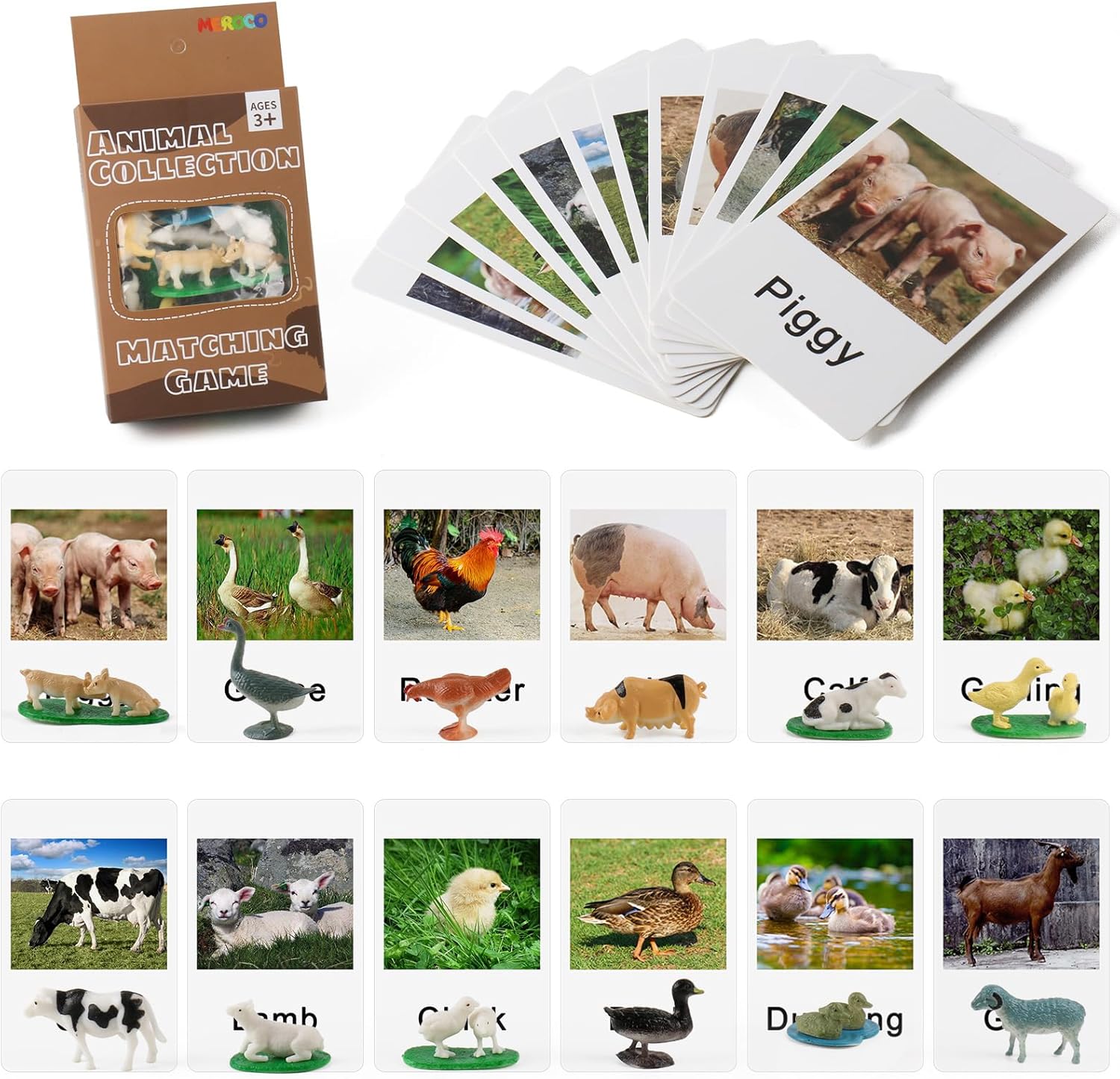 Amazon.com: MEROCO Montessori Animal Match - Figuras miniatura de ...