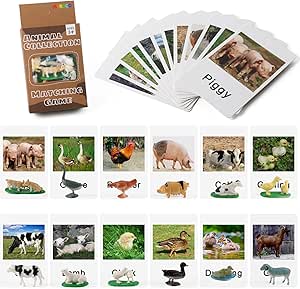 MEROCO Montessori Animal Match - Miniature Farm Animal Toy Figurines ...