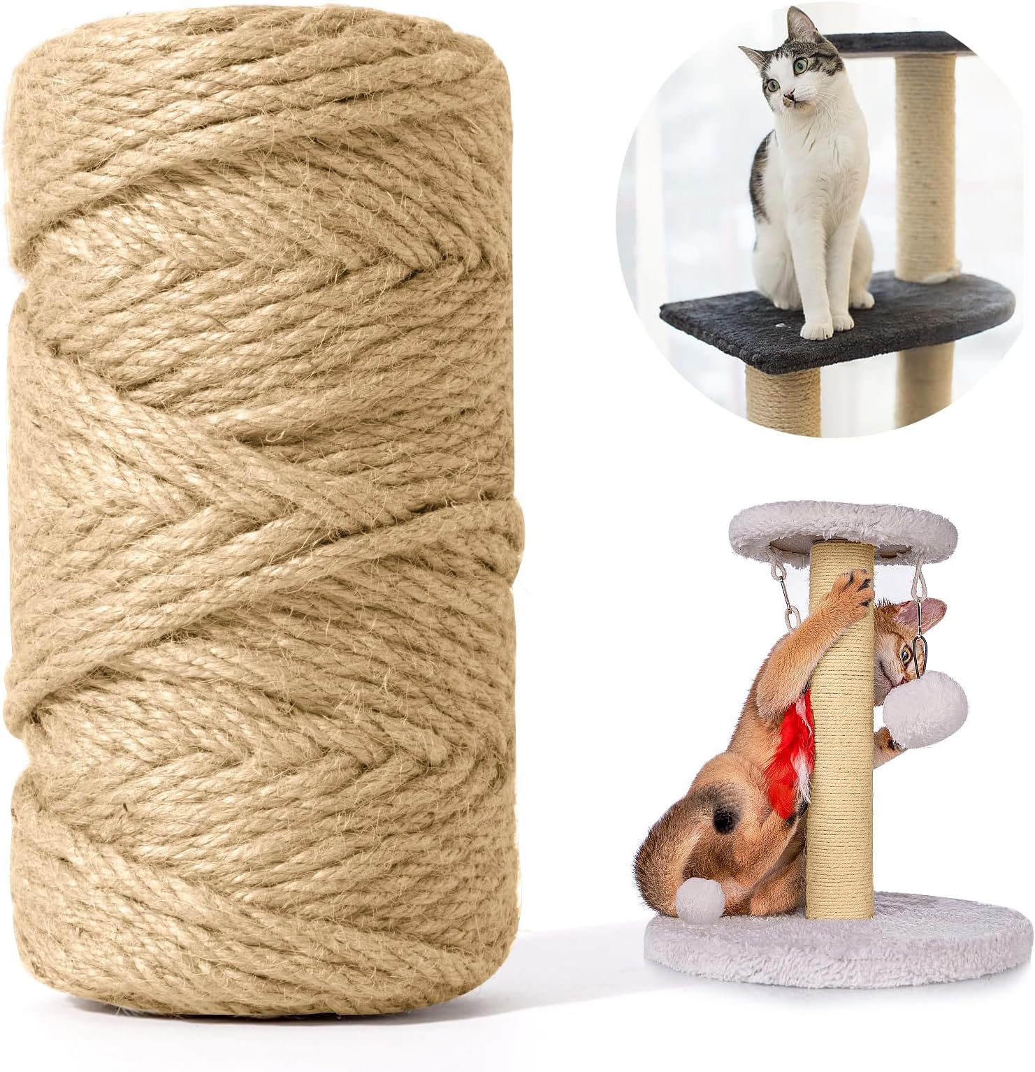 Amazon.com : Junxia Sisal Rope for Cat Scratcher 1/4 Inch Natural Cat ...