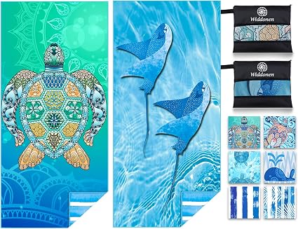 Amazon.com: 2 Pack Microfiber Lightweight Beach Towel Sand Free Quick ...