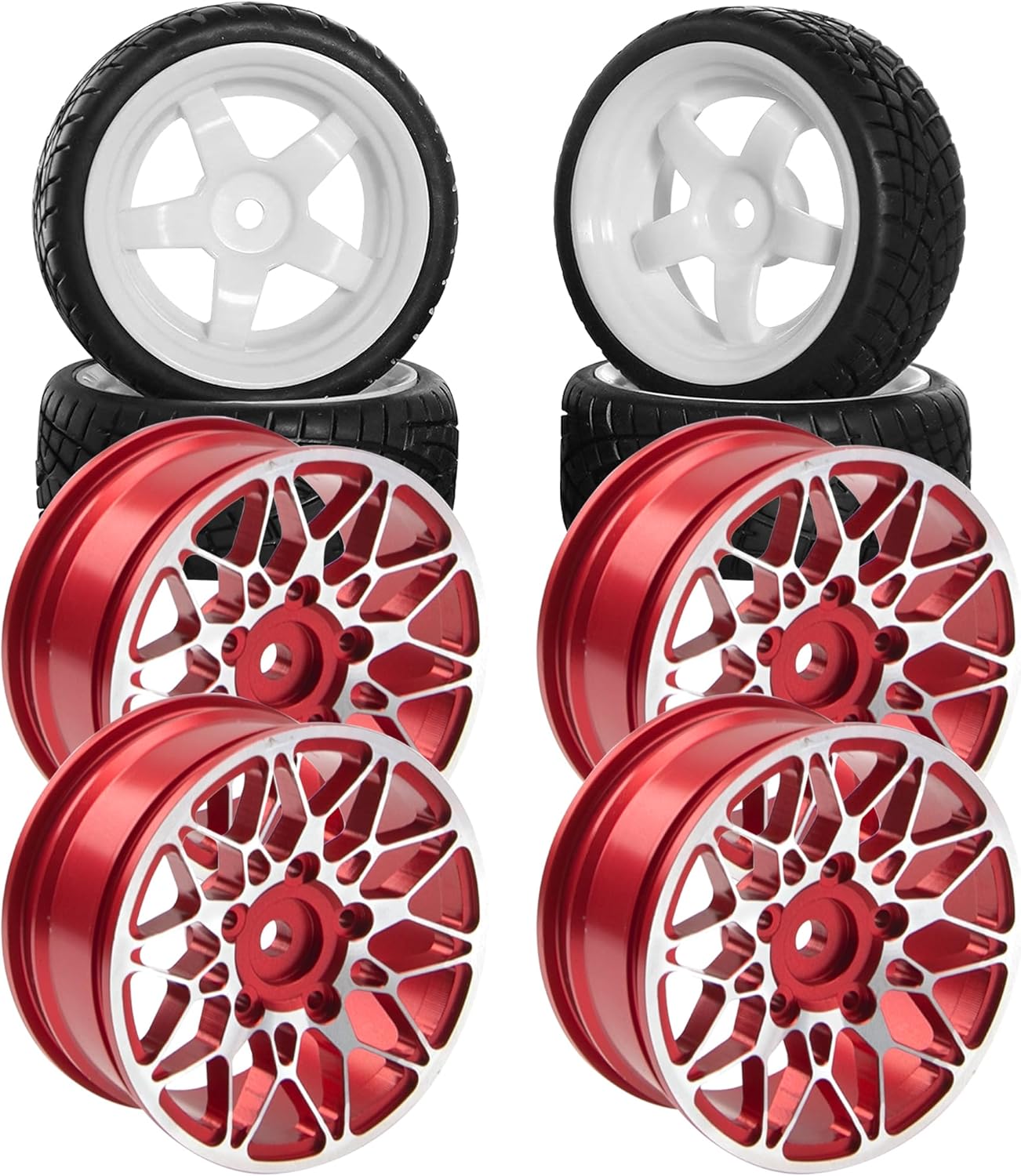 Amazon.com: ShareGoo OD 2.55" 12mm Hex White 5-Spoke Plastic Wheel Rims ...