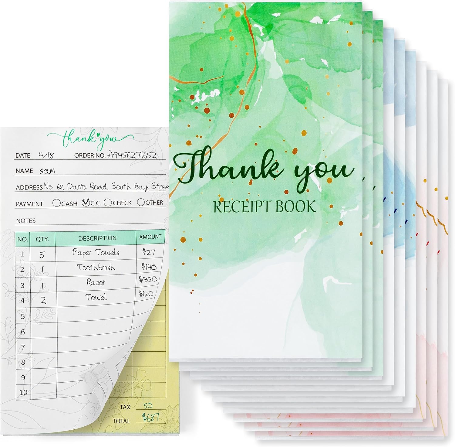 Amazon.com : MALLMALL6 9Pcs Thank You Receipt Book Set for Small ...