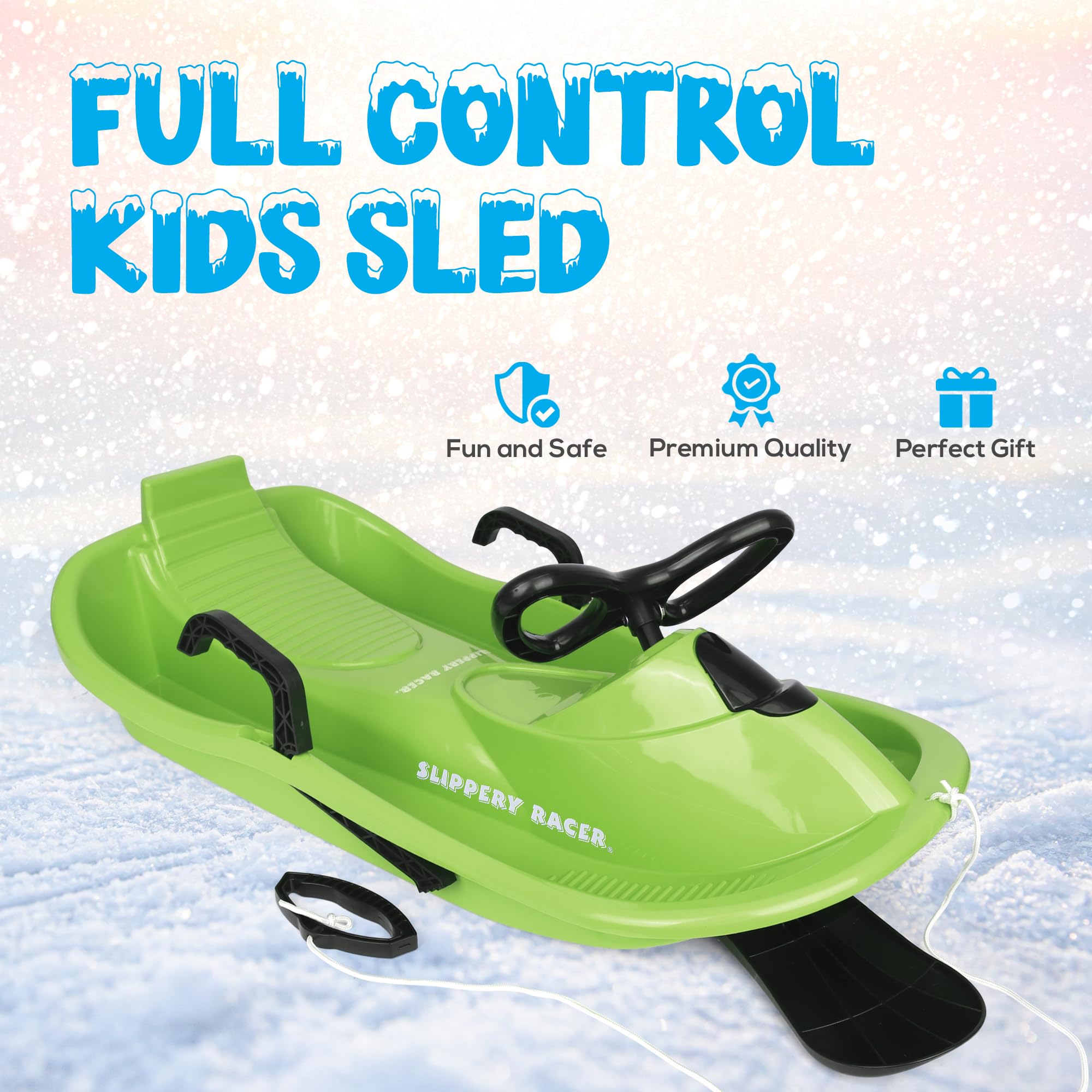 Snapklik.com : Slippery Racer Downhill Derby Kids Steerable Snow Sled