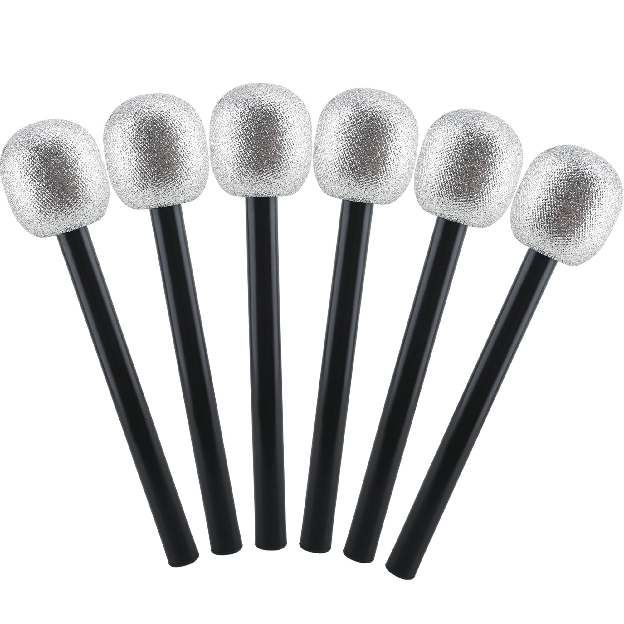 Snapklik.com : 6 Pack Glitter Plastic Microphone Toy Silver Fake Stage ...