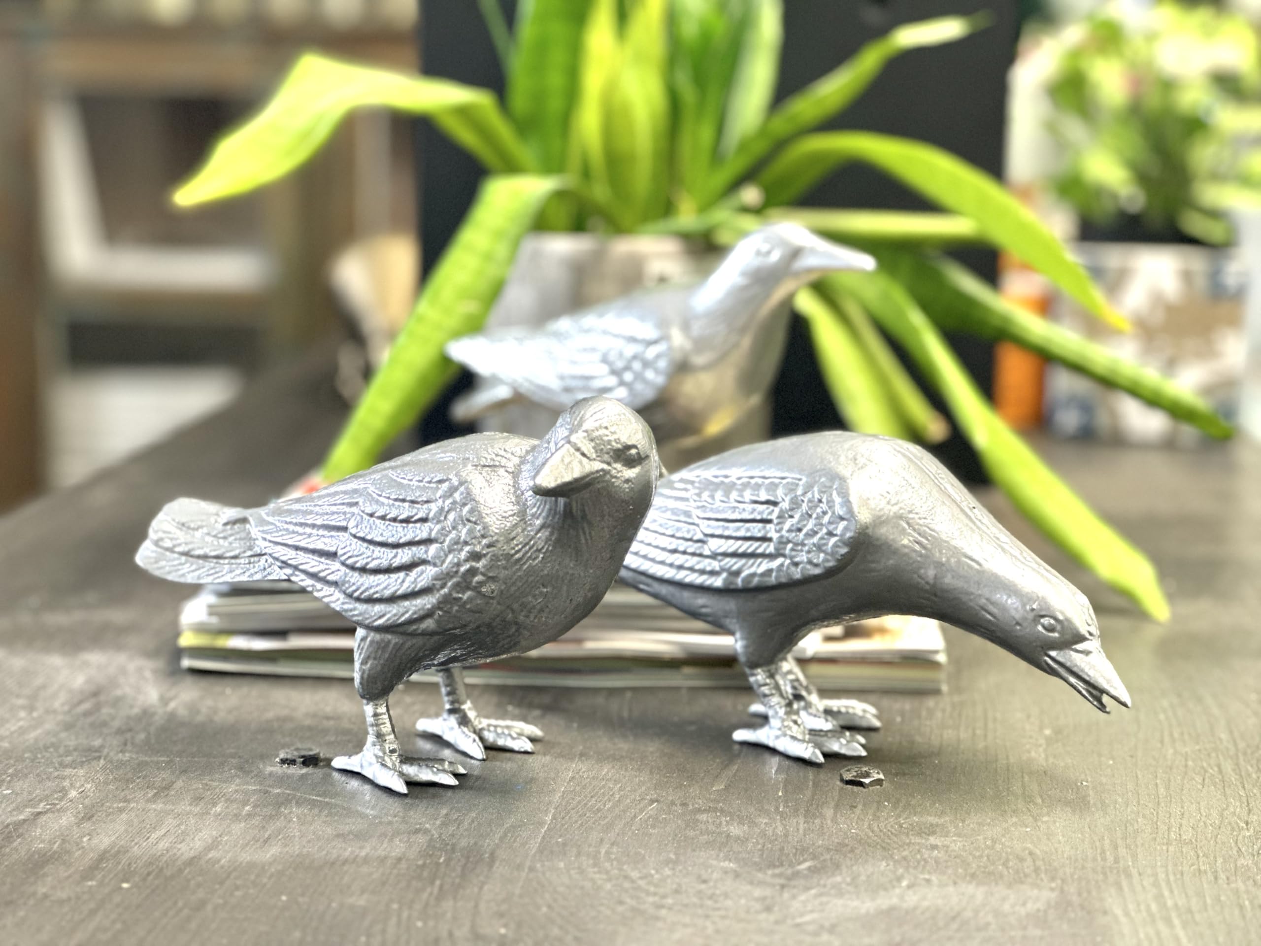 Snapklik.com : Cast Iron Crow Statue, Head Down Raven, Large Garden ...