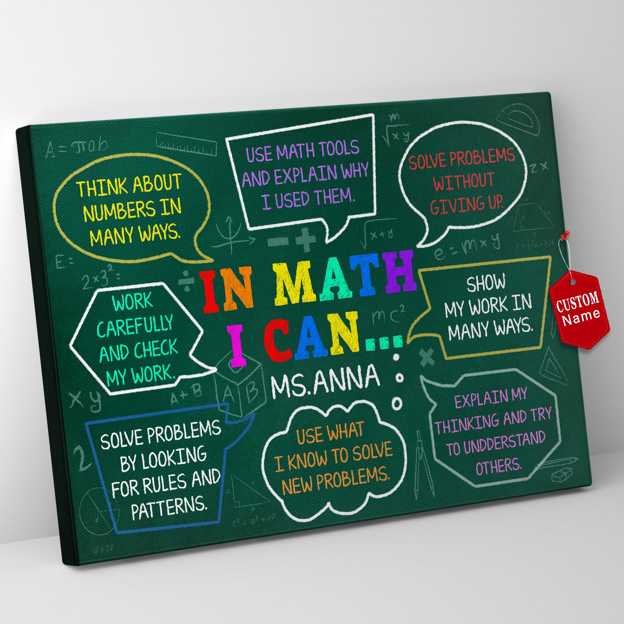 Amazon.com: WANDERPRINT In Math Teacher Canvas, Poster Math Classroom ...