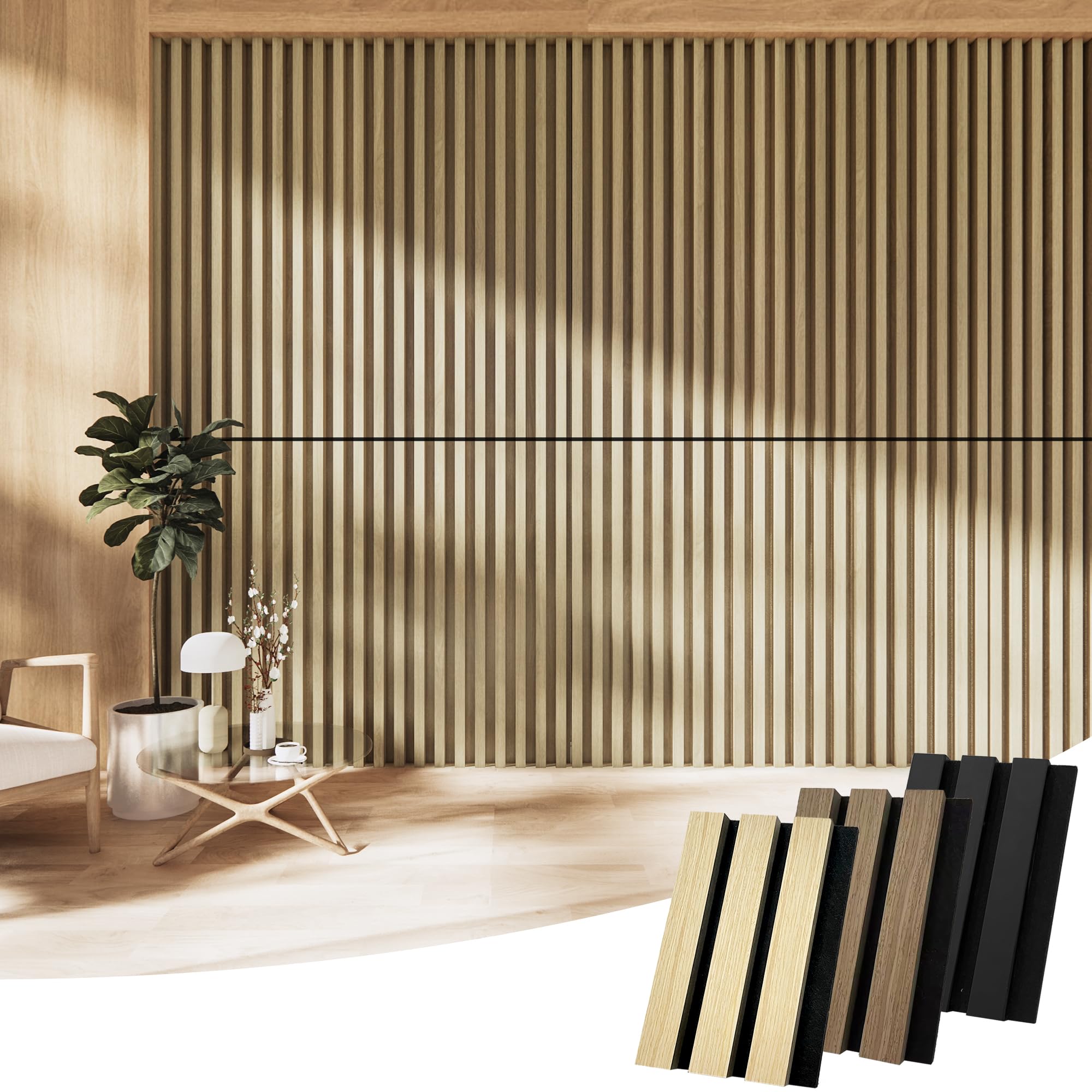 Amazon.com: RITOLLO Wood Slat Wall Panel | 3 Pcs Soundproof Wall Panels ...