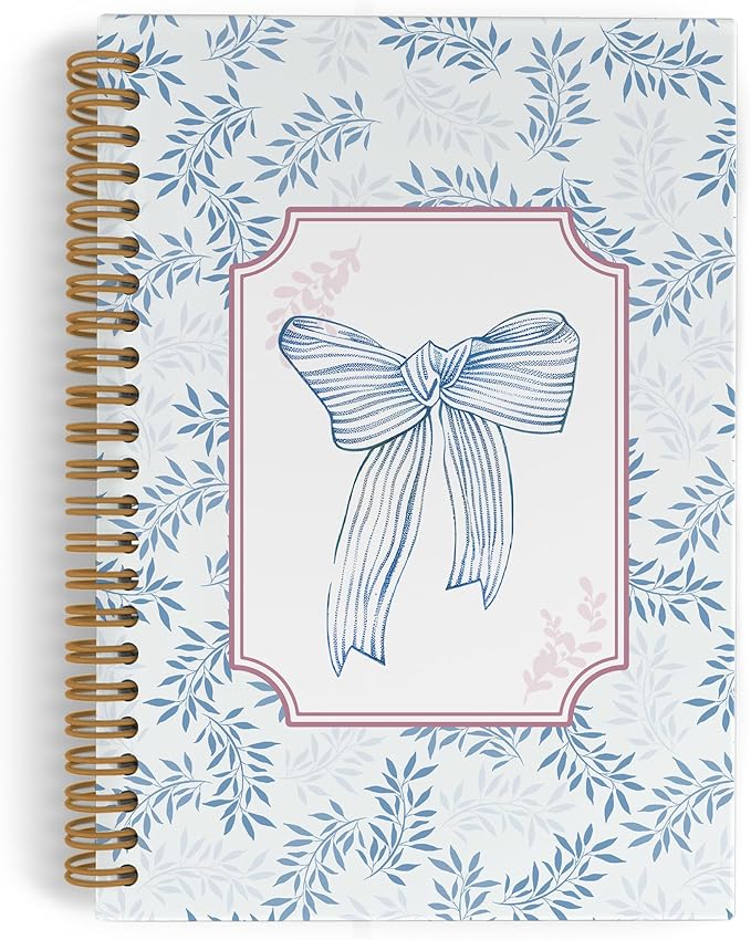 Amazon.com : QLMX Blue Bow Spiral Notebook, Coquette Notebook Journal ...