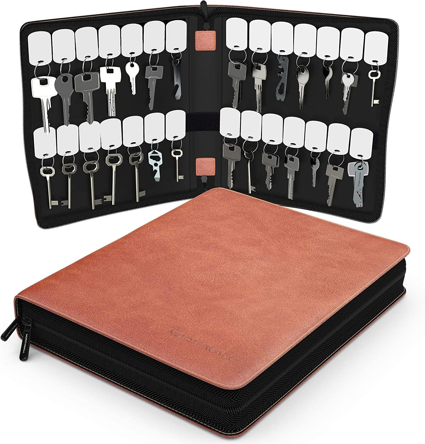 Amazon.com : Northwall Leather Key Storage Organizer Case – 28 Tags ...