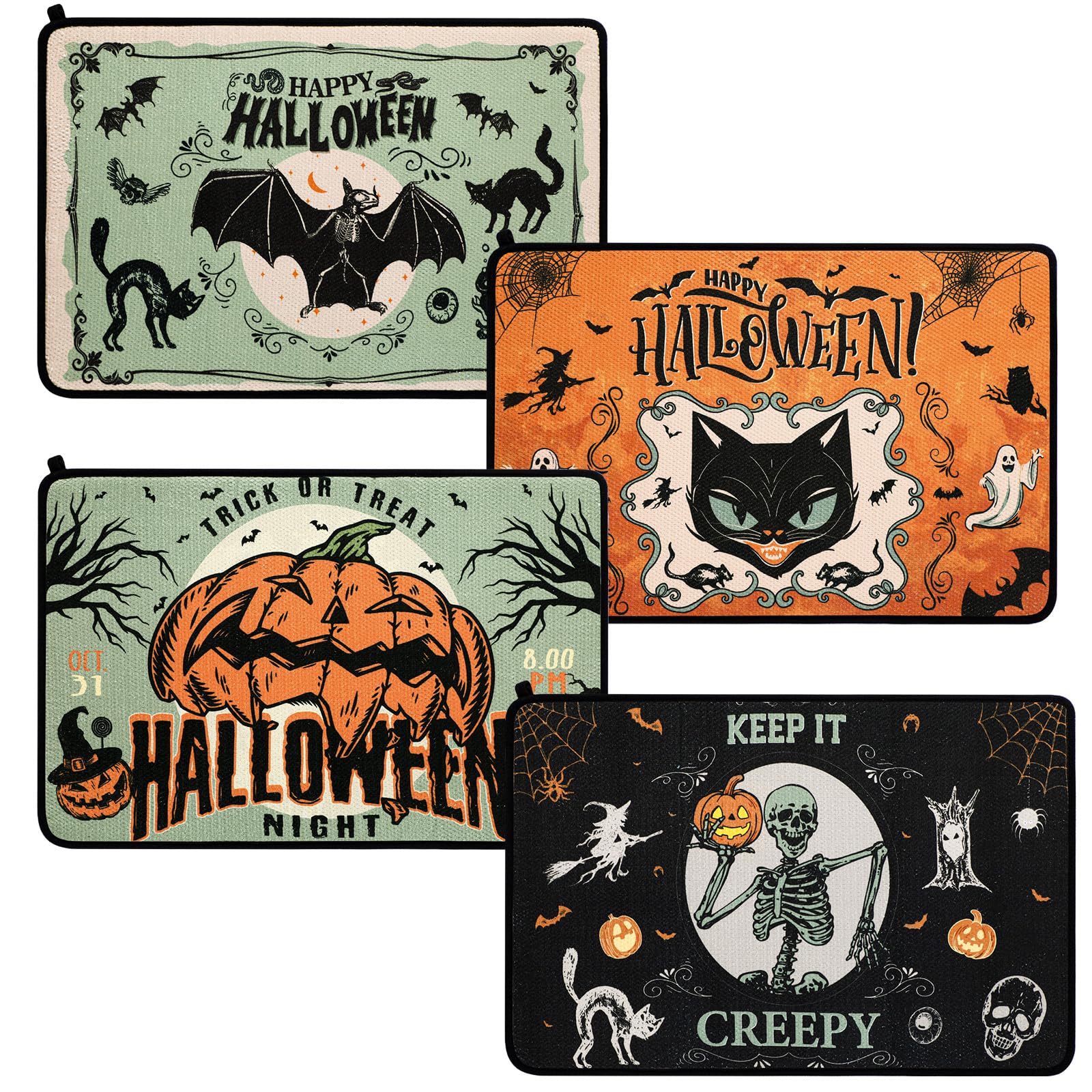 Amazon.com: Zonon 4 Pcs Halloween Drying Mats Absorbent Microfiber ...