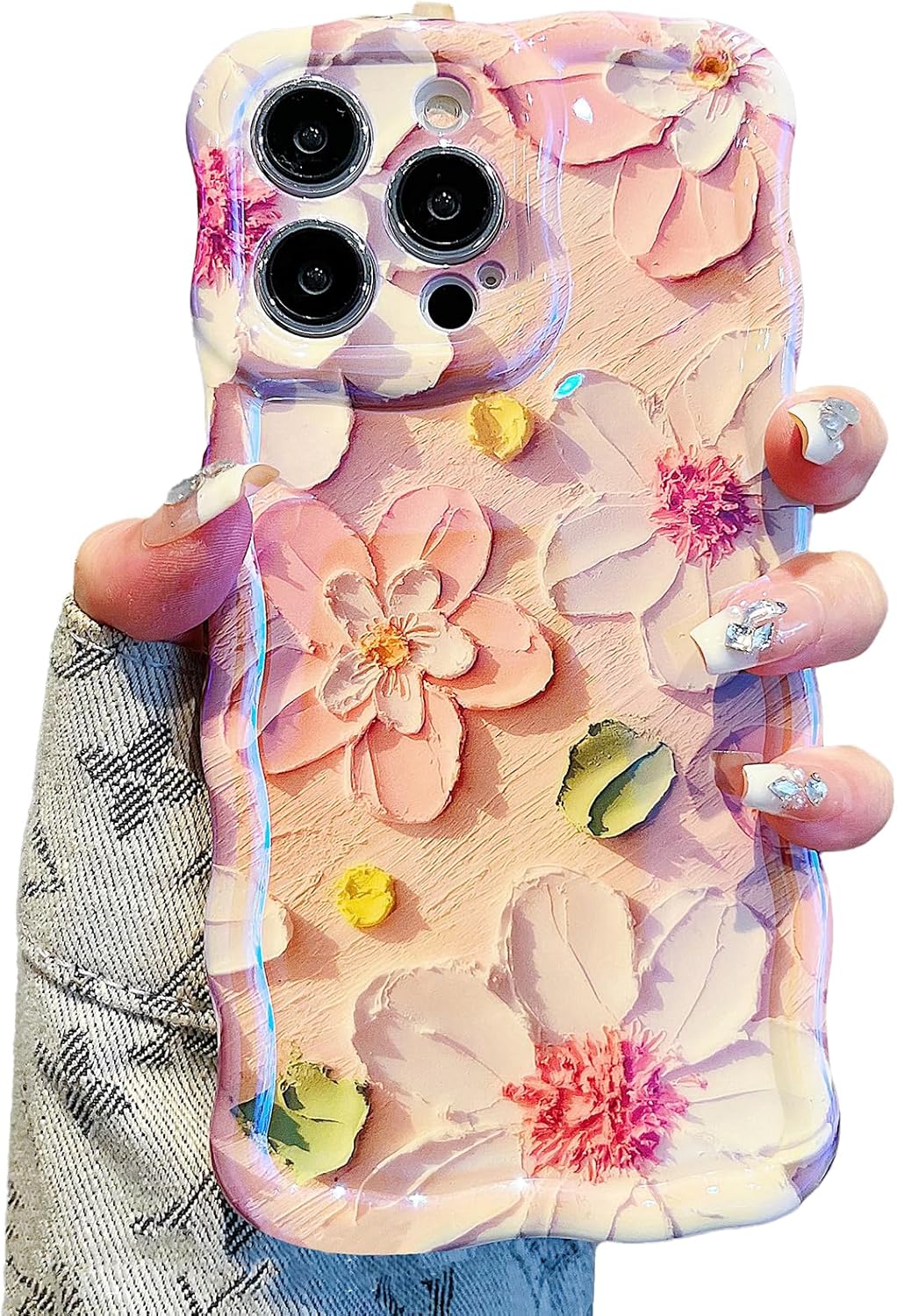 Amazon.com: UEEBAI Case for iPhone 14 Pro Max, Colorful Retro Oil Painting Flower Case Pretty ...