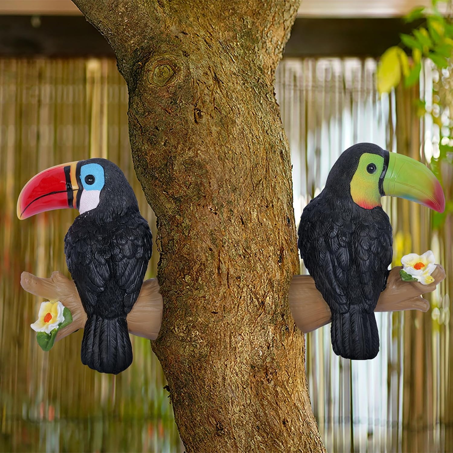 Amazon.com: Dlfghos 2 Pcs Toucan Statue Outdoor Decor Lifelike Garden ...